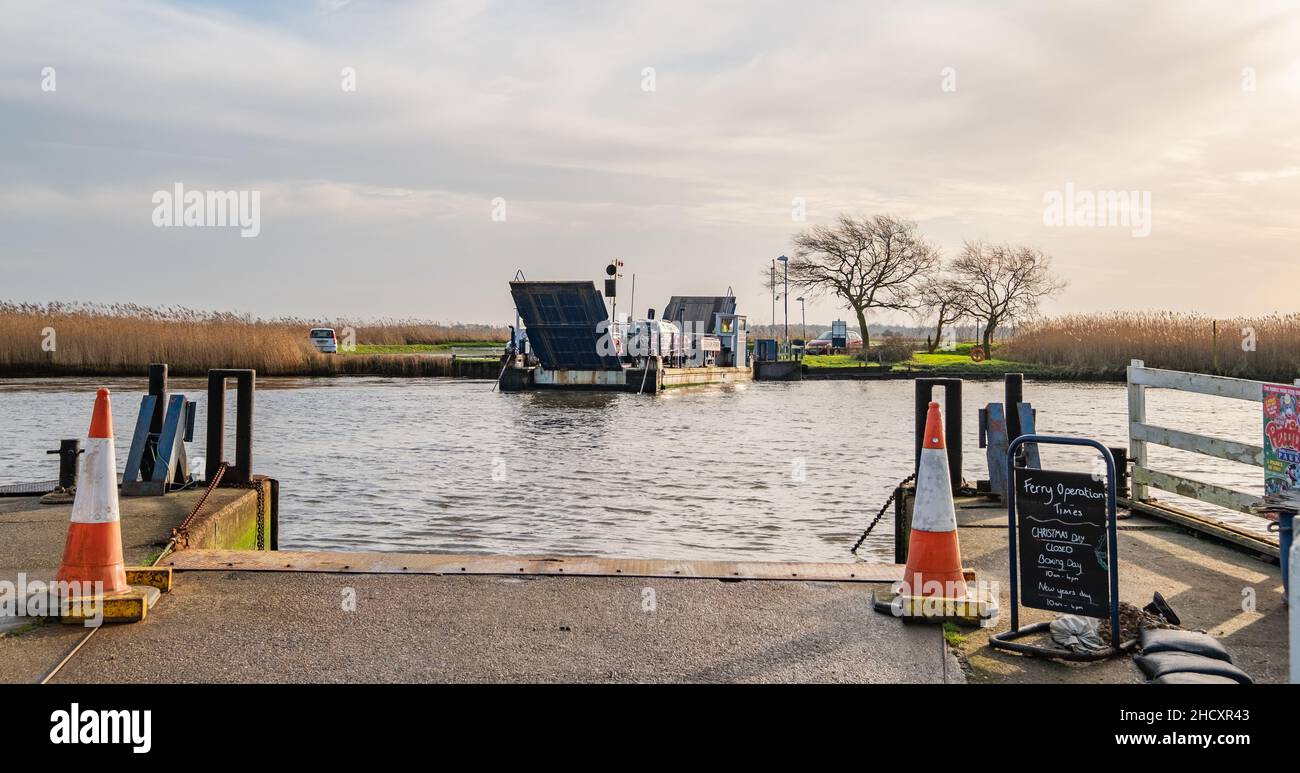 Reedham, Norfolk, UK – January 2022. The Reedham ferry, a vehicular ...