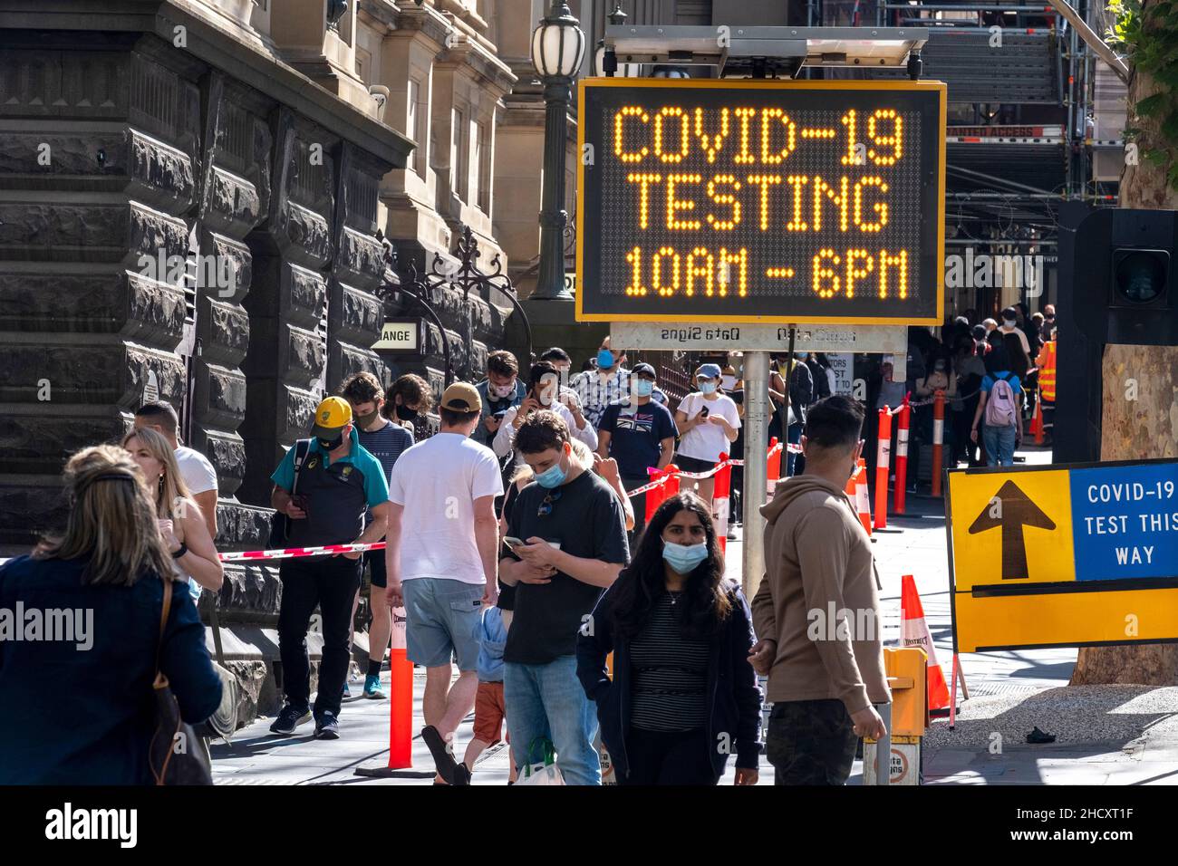 People line up at Covid testing sites in Melbourne, Victoria, Australia ...