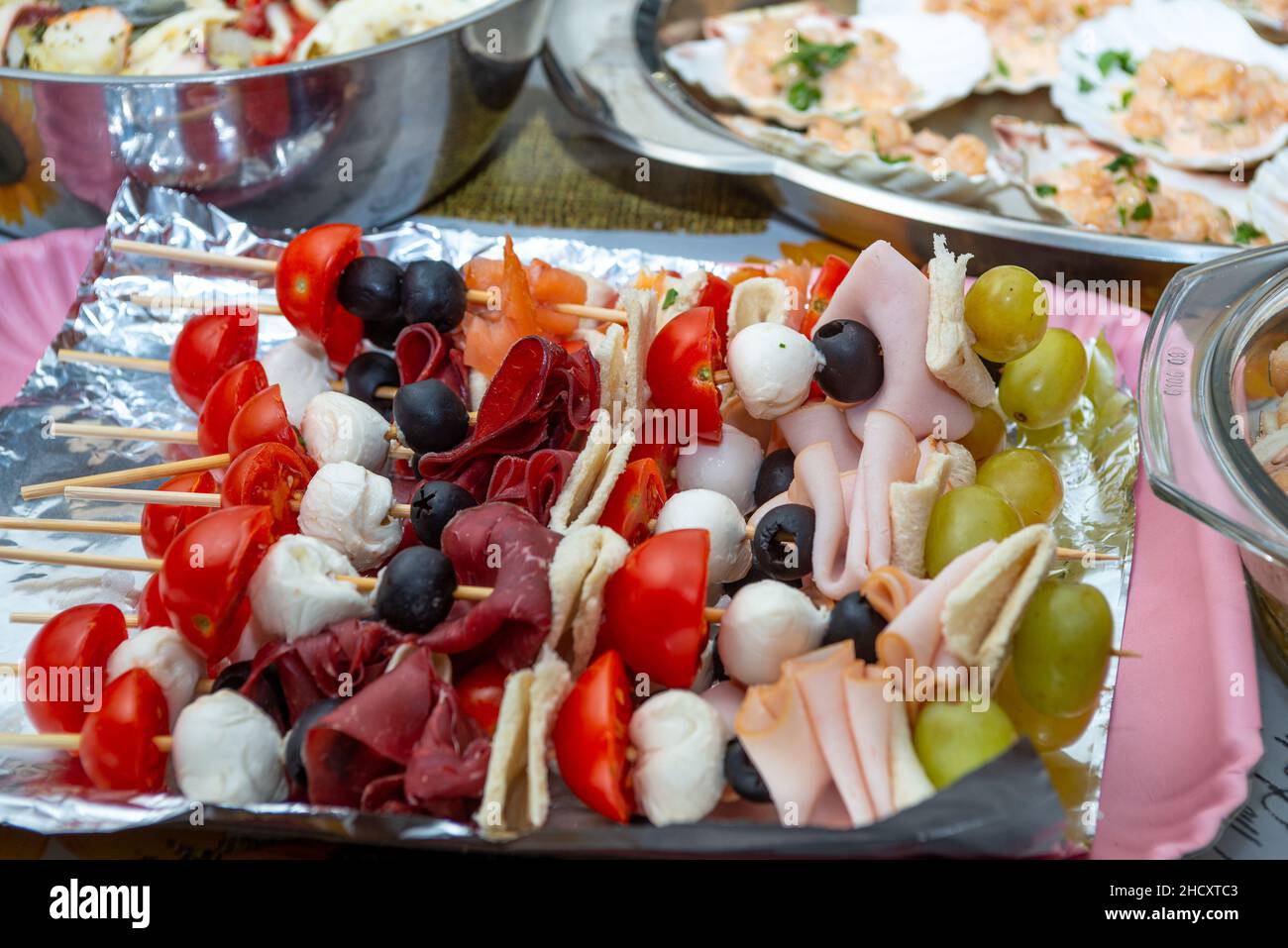mix of Italian appetizers for New Year's Eve dinner Stock Photo - Alamy
