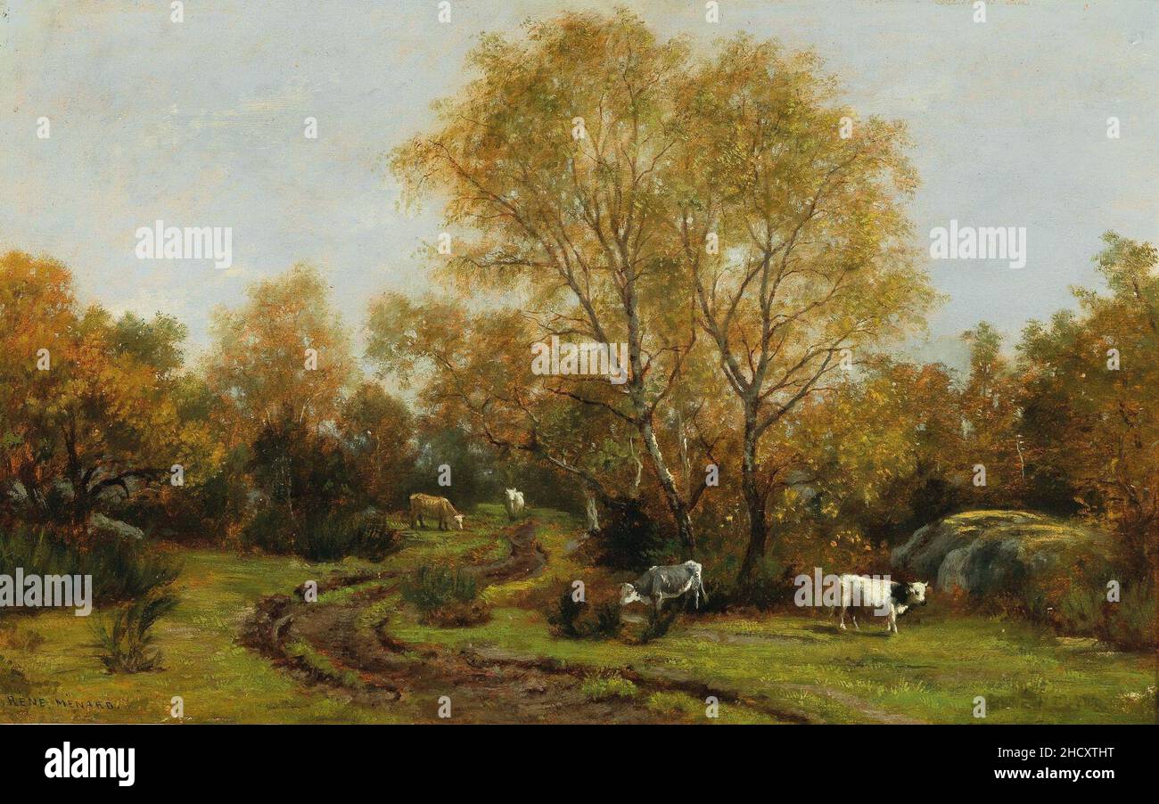 René Ménard - Landscape with Grazing Cows Stock Photo - Alamy