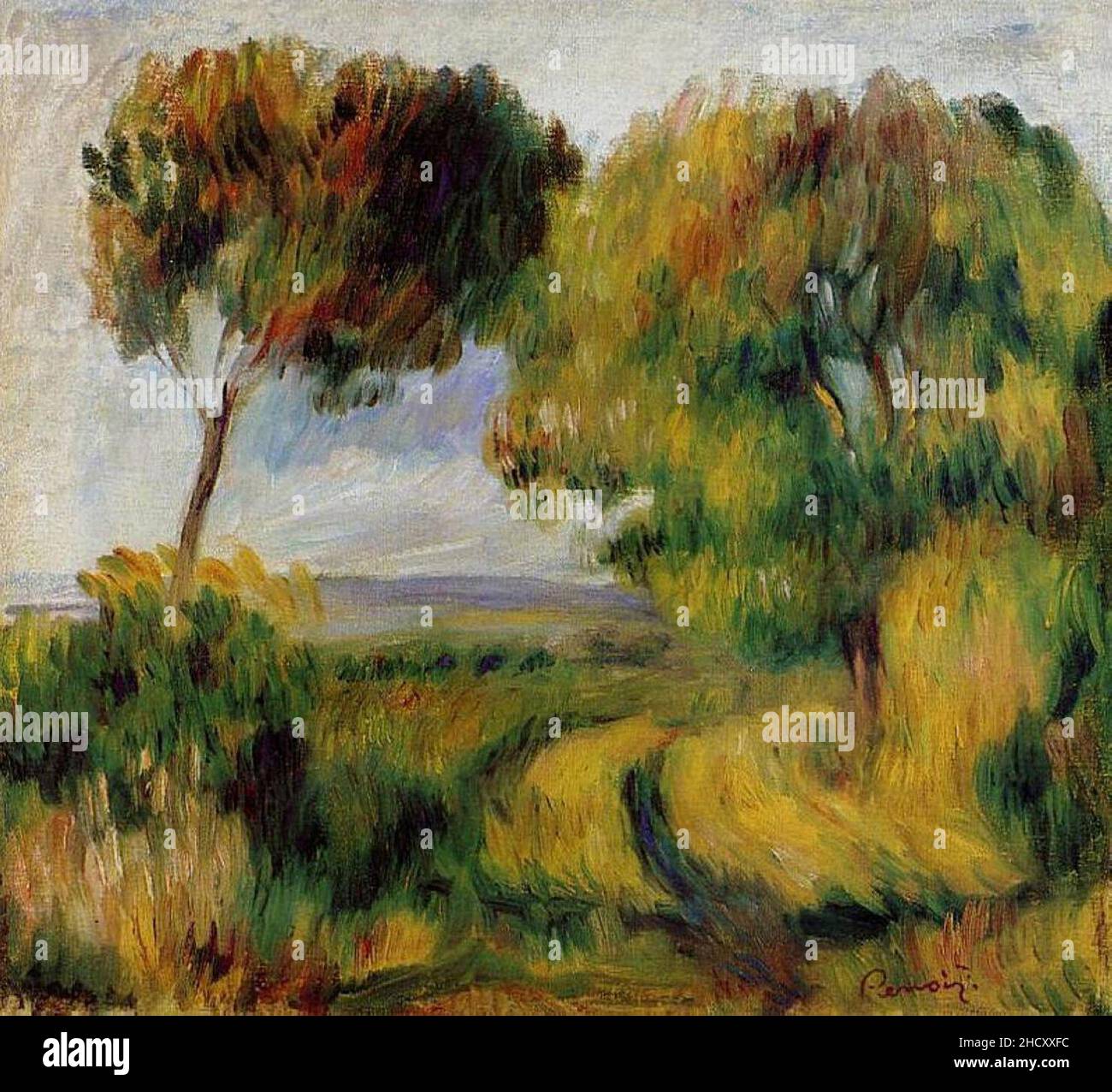 Renoir - breton-landscape-trees-and-moor-1892 Stock Photo - Alamy
