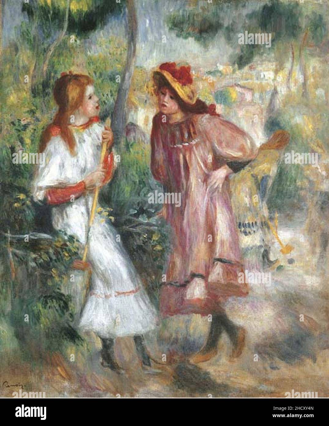 Renoir - Deux fillettes dans le jardin de Montmartre, 1895 Stock Photo ...
