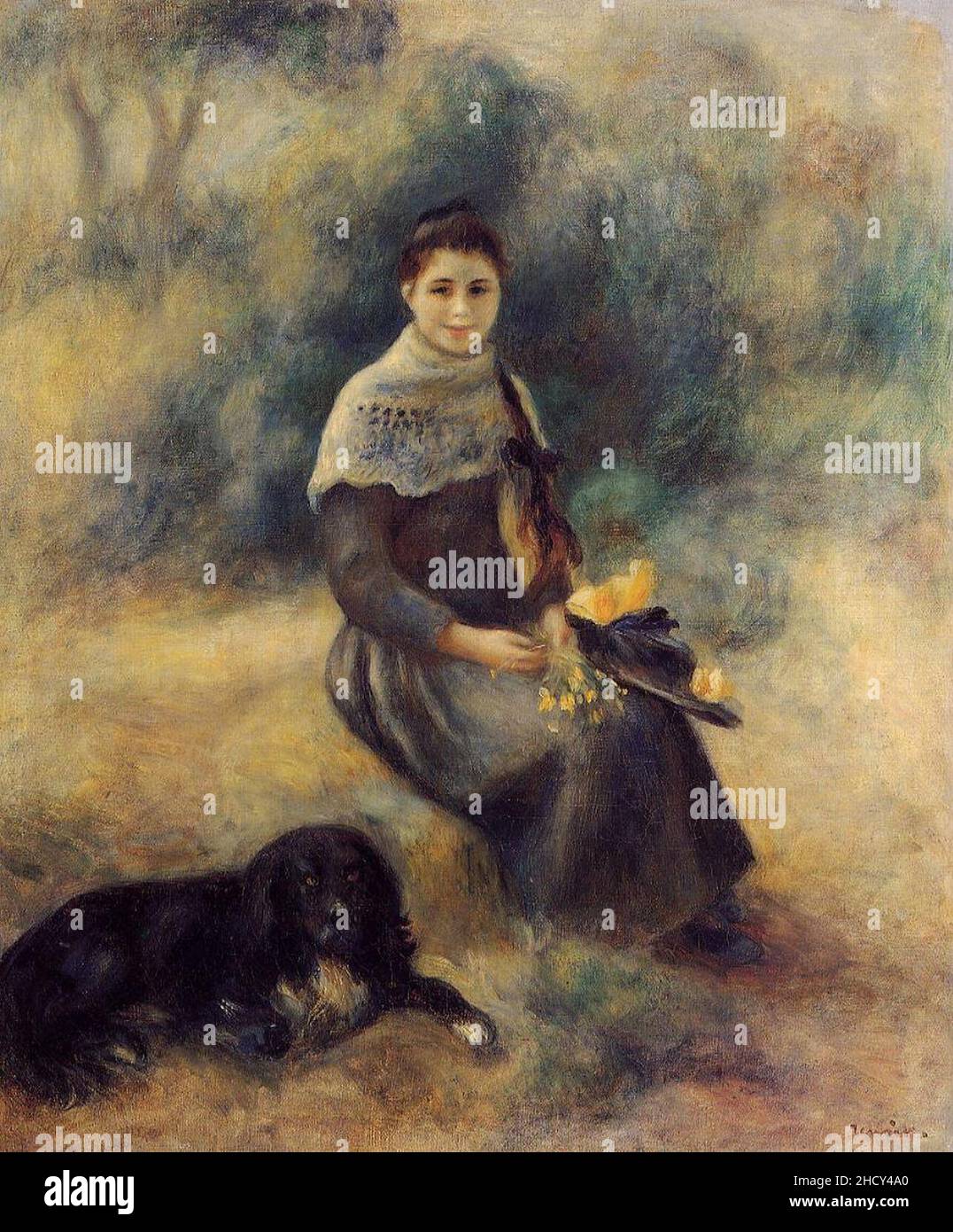 Renoir - young-girl-with-a-dog-1888 Stock Photo - Alamy
