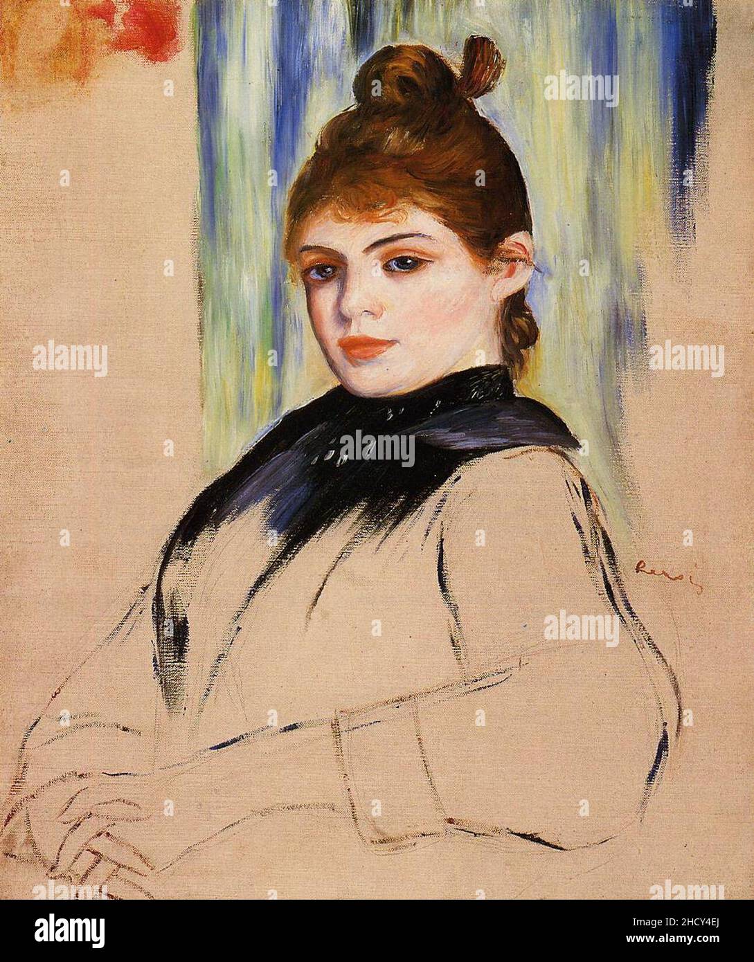 Renoir - young-woman-with-a-bun-in-her-hair-1882 Stock Photo - Alamy