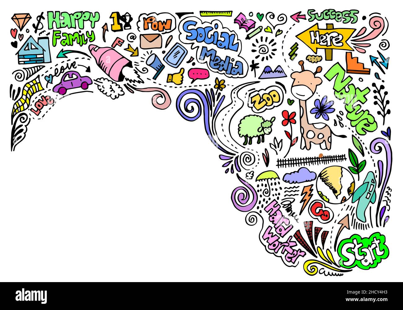 Colorful Creative art doodles hand drawn Design illustration Stock ...