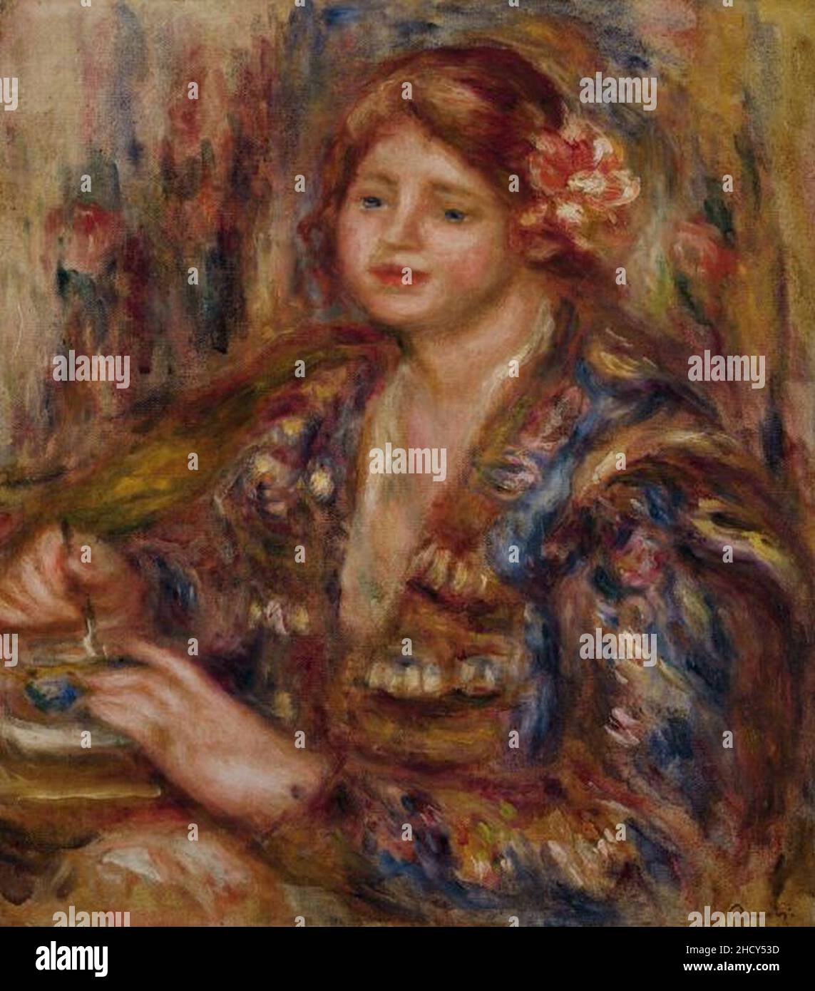 Renoir Woman with Rose Stock Photo - Alamy