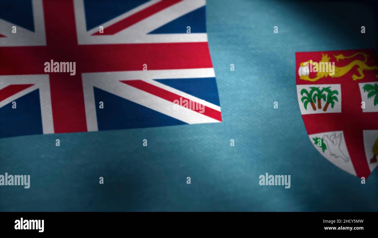 Fiji Flag in Slow Motion Classic Flag Smooth blowing in the wind on a ...
