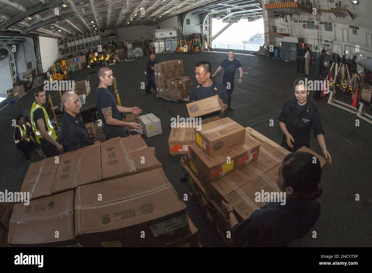 Replenishment at sea aboard USS George Washington 150714 Stock Photo ...