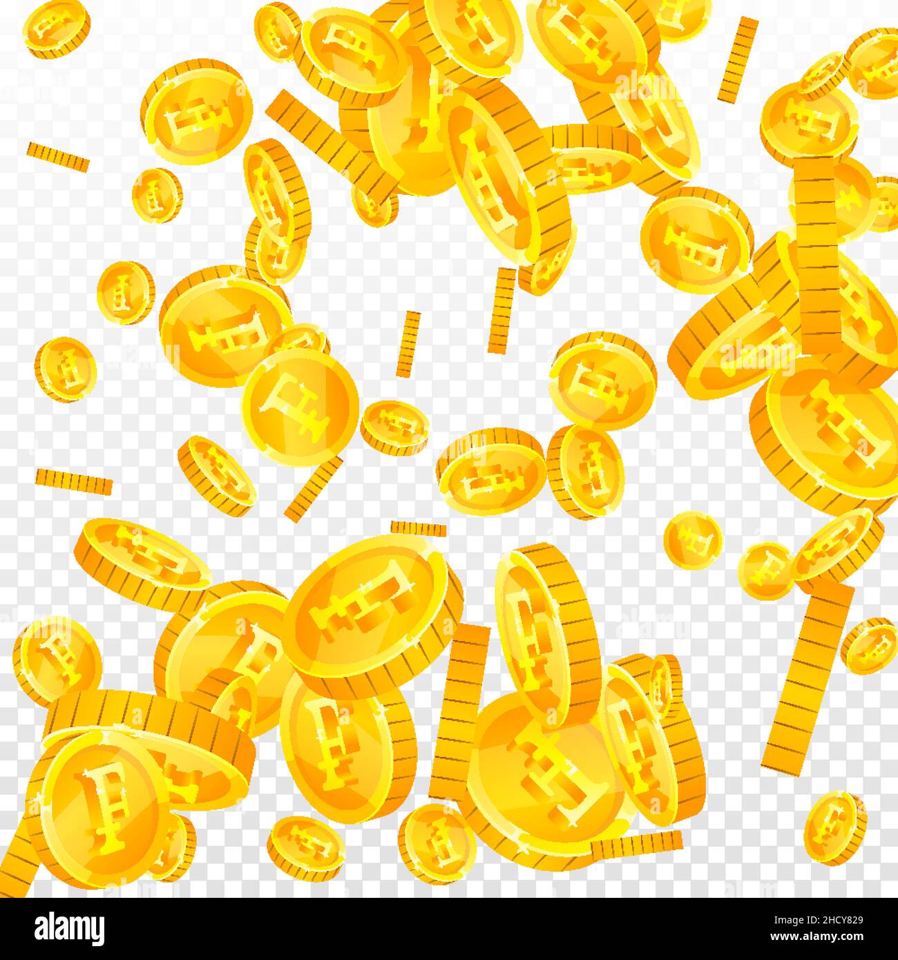 Swiss franc coins falling. Dramatic scattered CHF coins. Switzerland ...