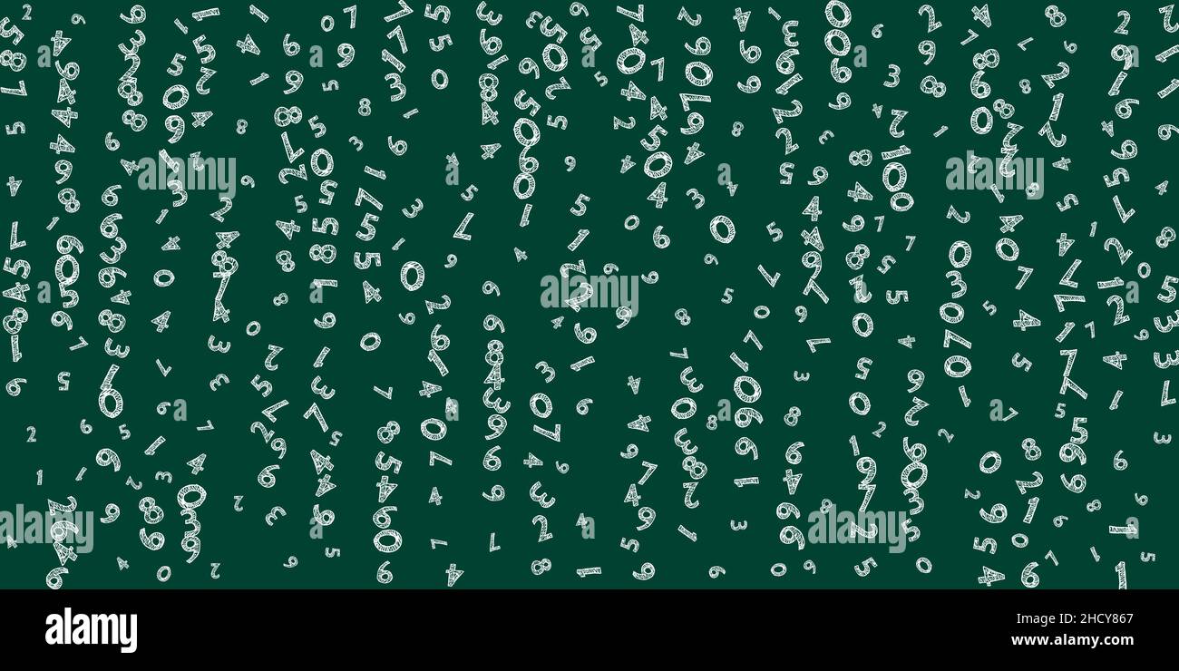 Falling sketch chalk numbers. Math study concept with flying digits ...