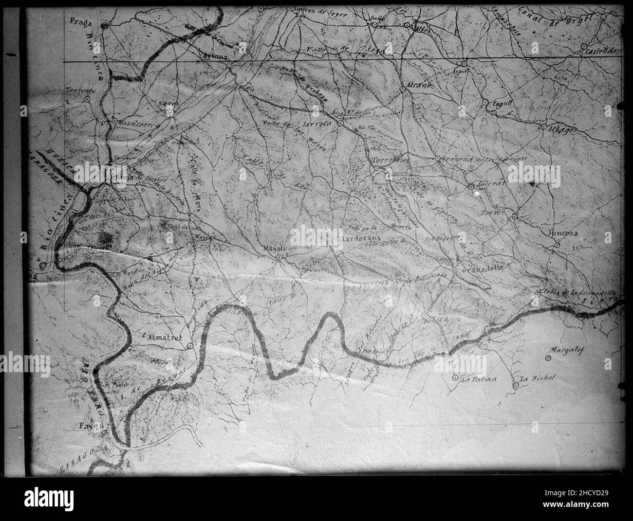 Reproducció d'un fragment d'un mapa de Fraga Stock Photo - Alamy