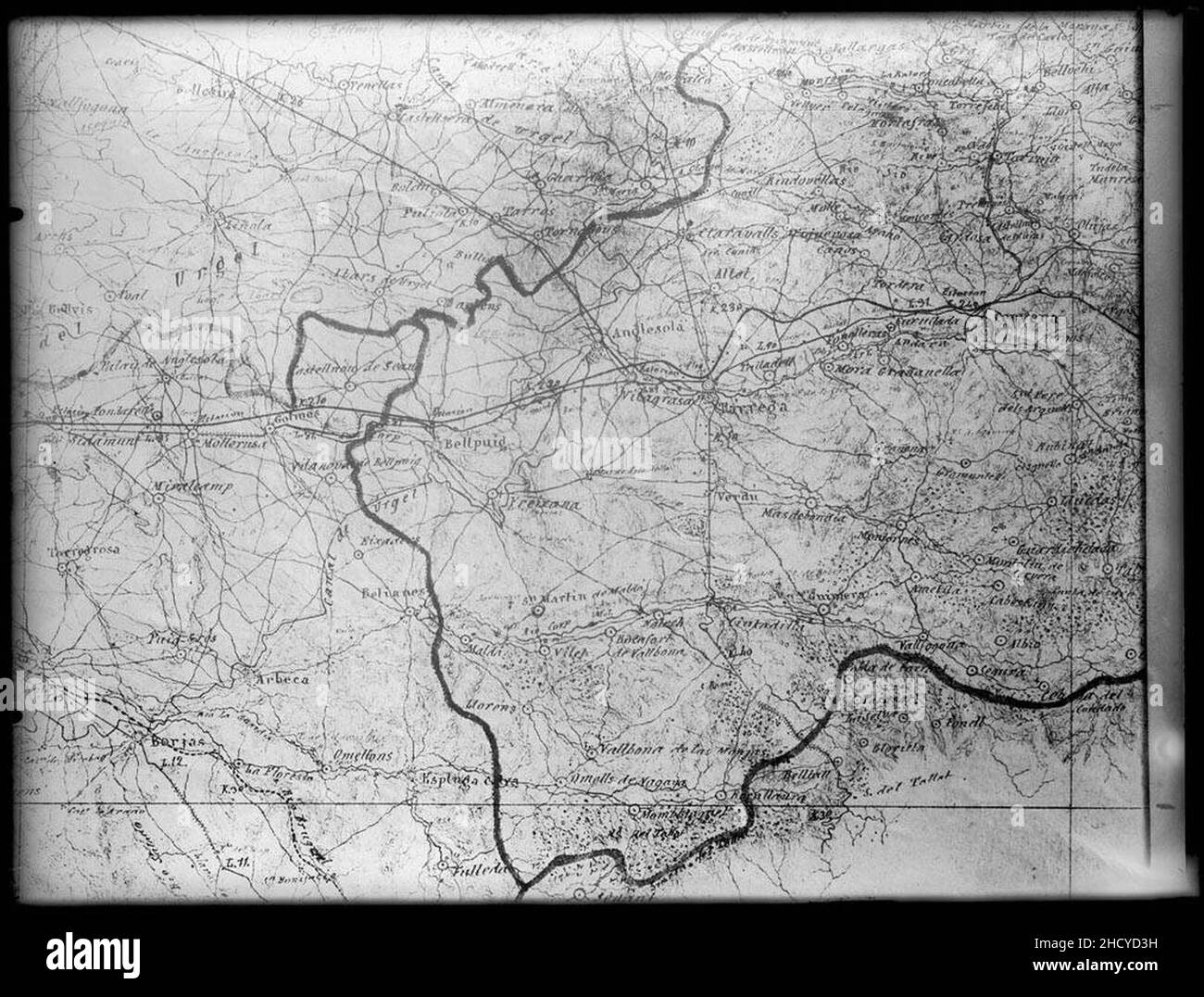 Reproducció d'un fragment d'un mapa de Cervera Stock Photo - Alamy