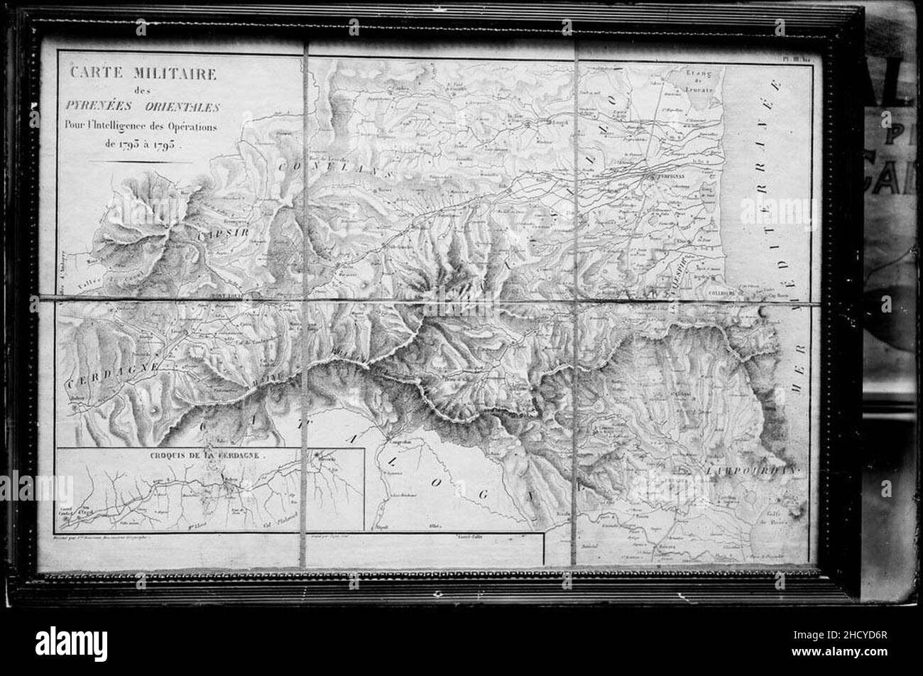 Reproducció d'un mapa militar dels Pirineus Orientals Stock Photo - Alamy