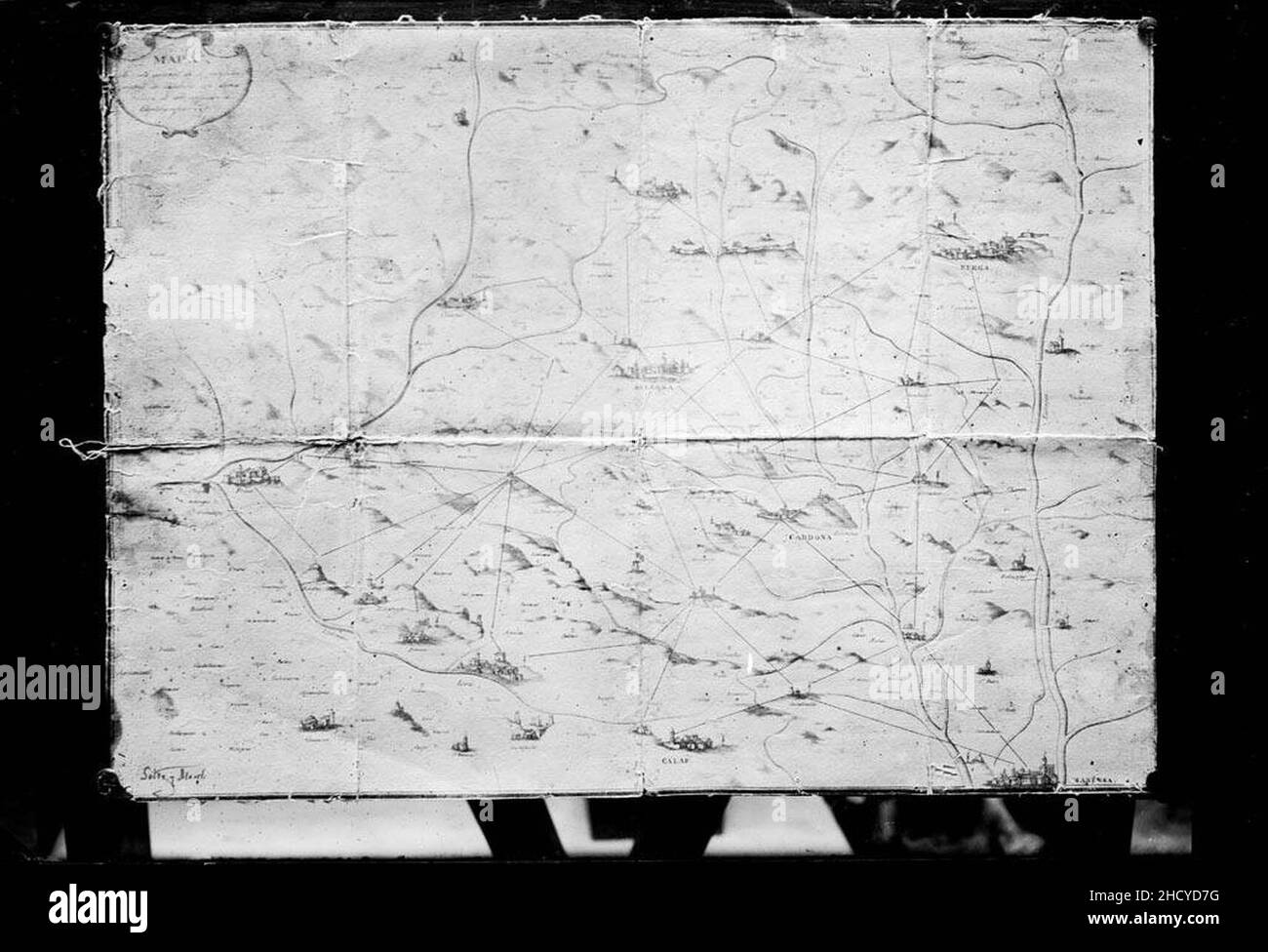 Reproducció d'un mapa de l'ocupació militar telegràfica de Catalunya ...