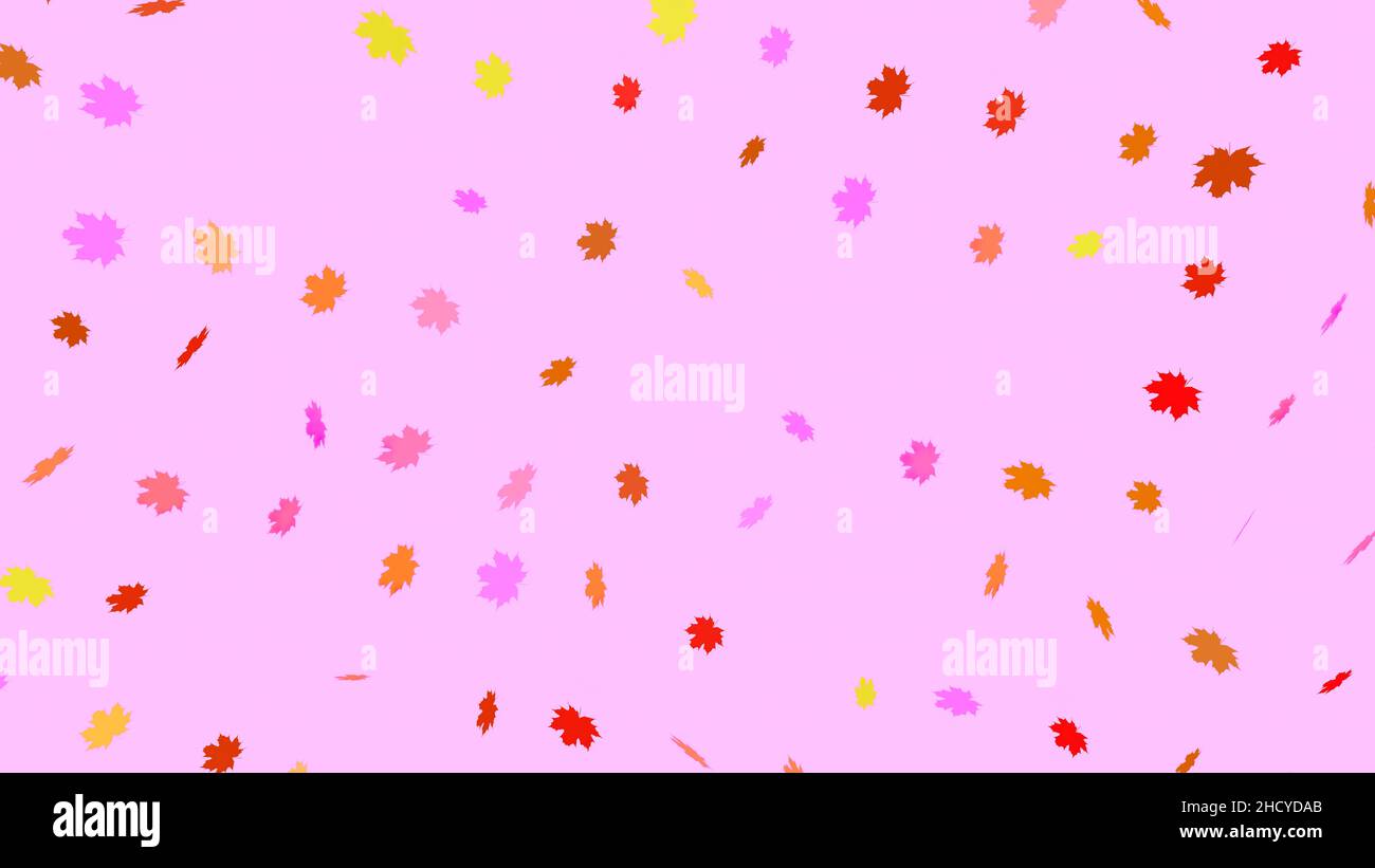 Background of rotating autumn leaves on colored backdrop. Animation ...