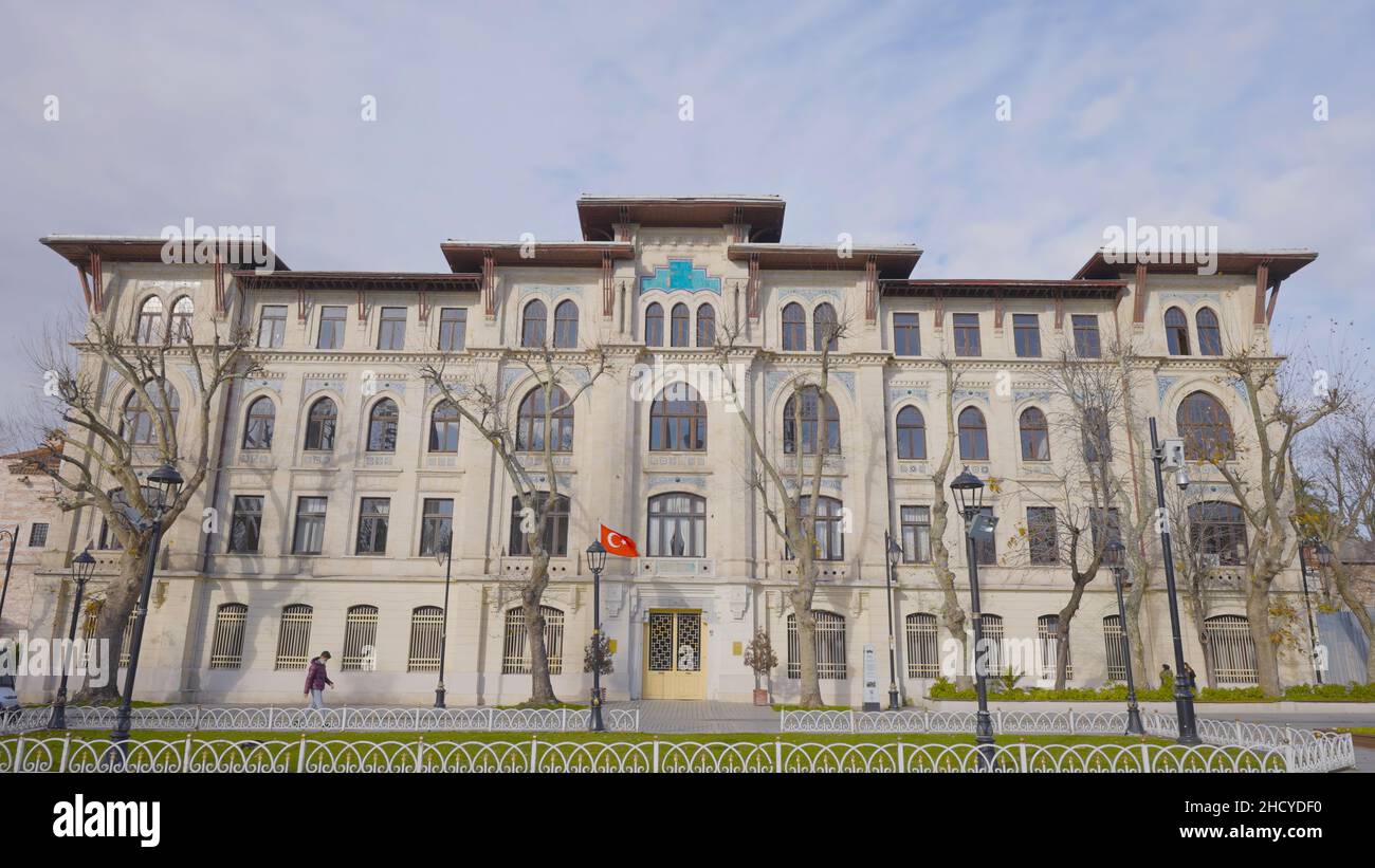 Facade of old Turkish Palace. Action. Beautiful symmetrical palace in ...