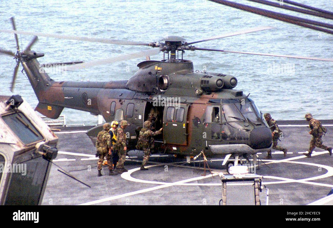 Republic of Singapore Air Force Eurocopter AS332 Super Puma on the USS ...