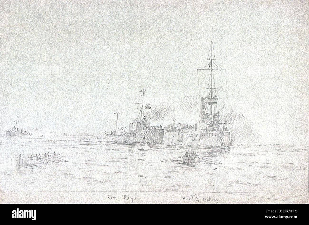 Rescuing the crew of the German light cruiser 'Mainz' at the Battle of ...