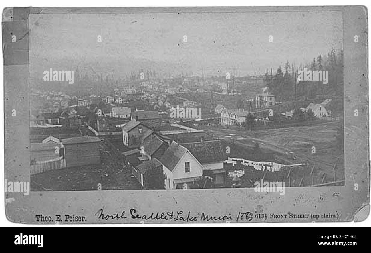 Residential area near Lake Union, Seattle, 1883 (PEISER 32 Stock Photo ...