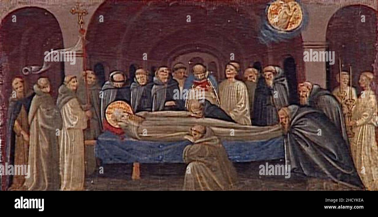 RETABLE RINIERI - LES FUNERAILLES DE SAINT JEROME (prédelle Stock Photo ...