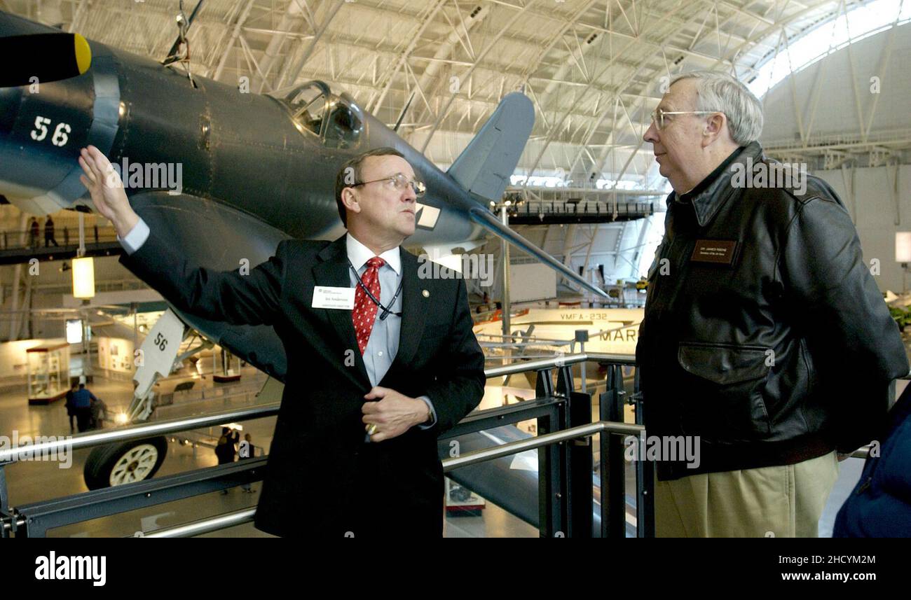Retired Maj. Gen. Joseph T. Anderson (left) explains future growth ...
