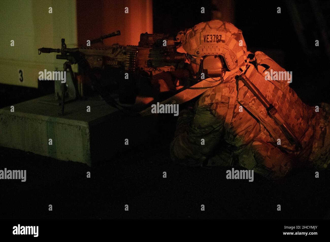 A U.S. Army Special Forces Soldier takes position during a raid of a ...