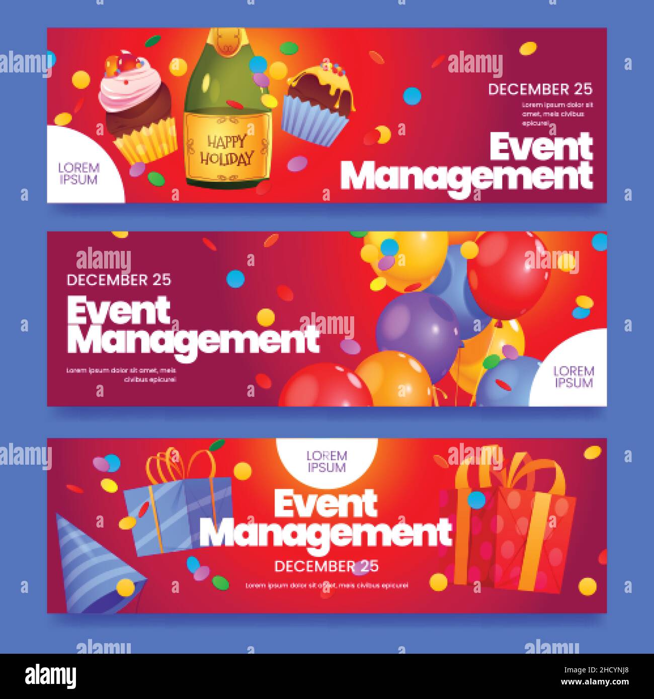 realistic birthday banner set abstract design vector illustration Stock ...