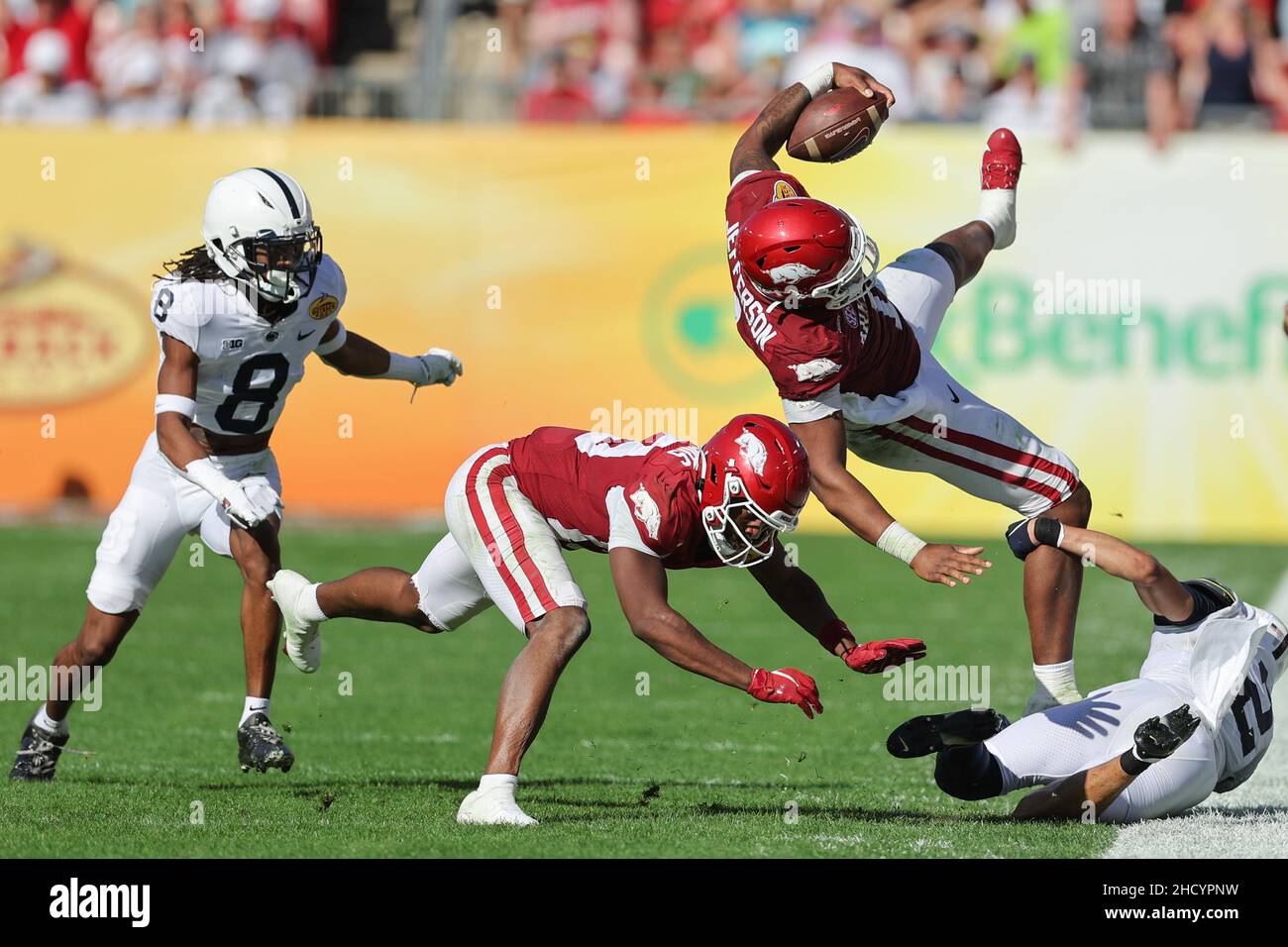 January 1, 2022: Arkansas Razorbacks quarterback KJ JEFFERSON (1 ...