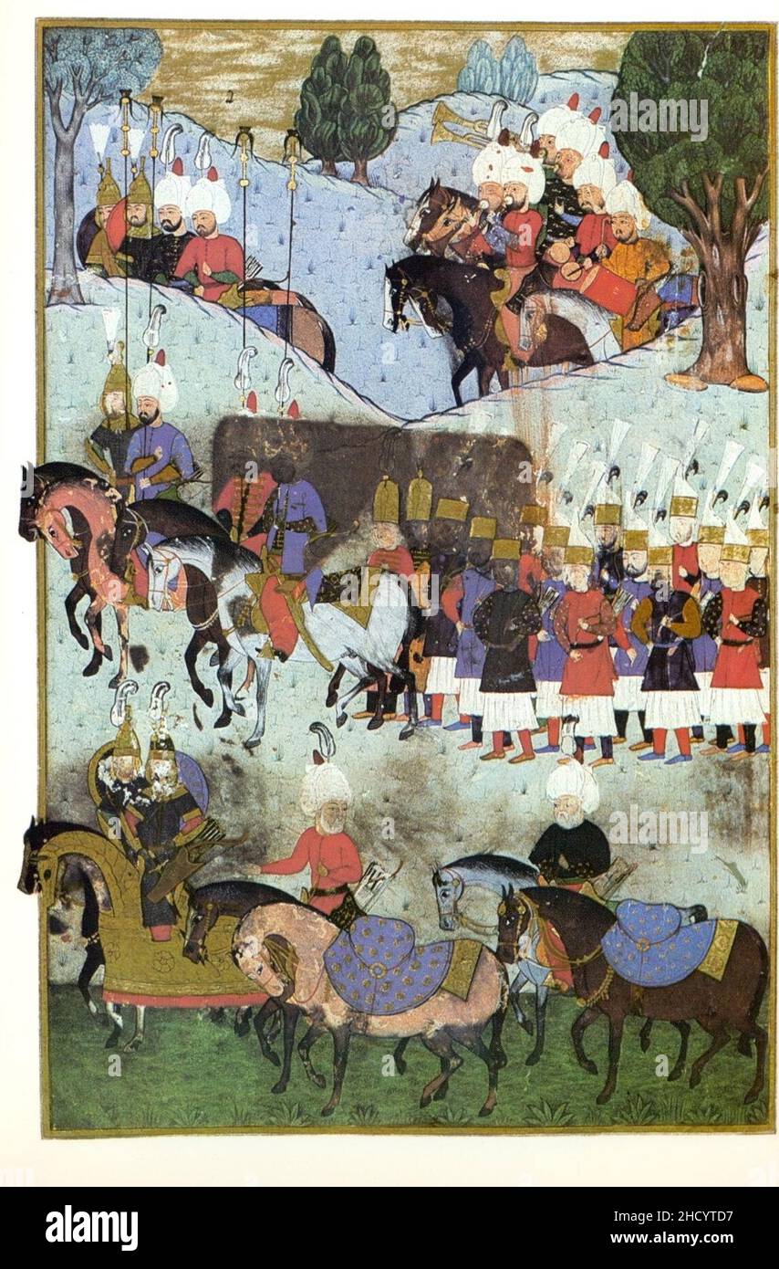 Return of the Turkish army from Szigetvár, feigning that Suleiman I is ...