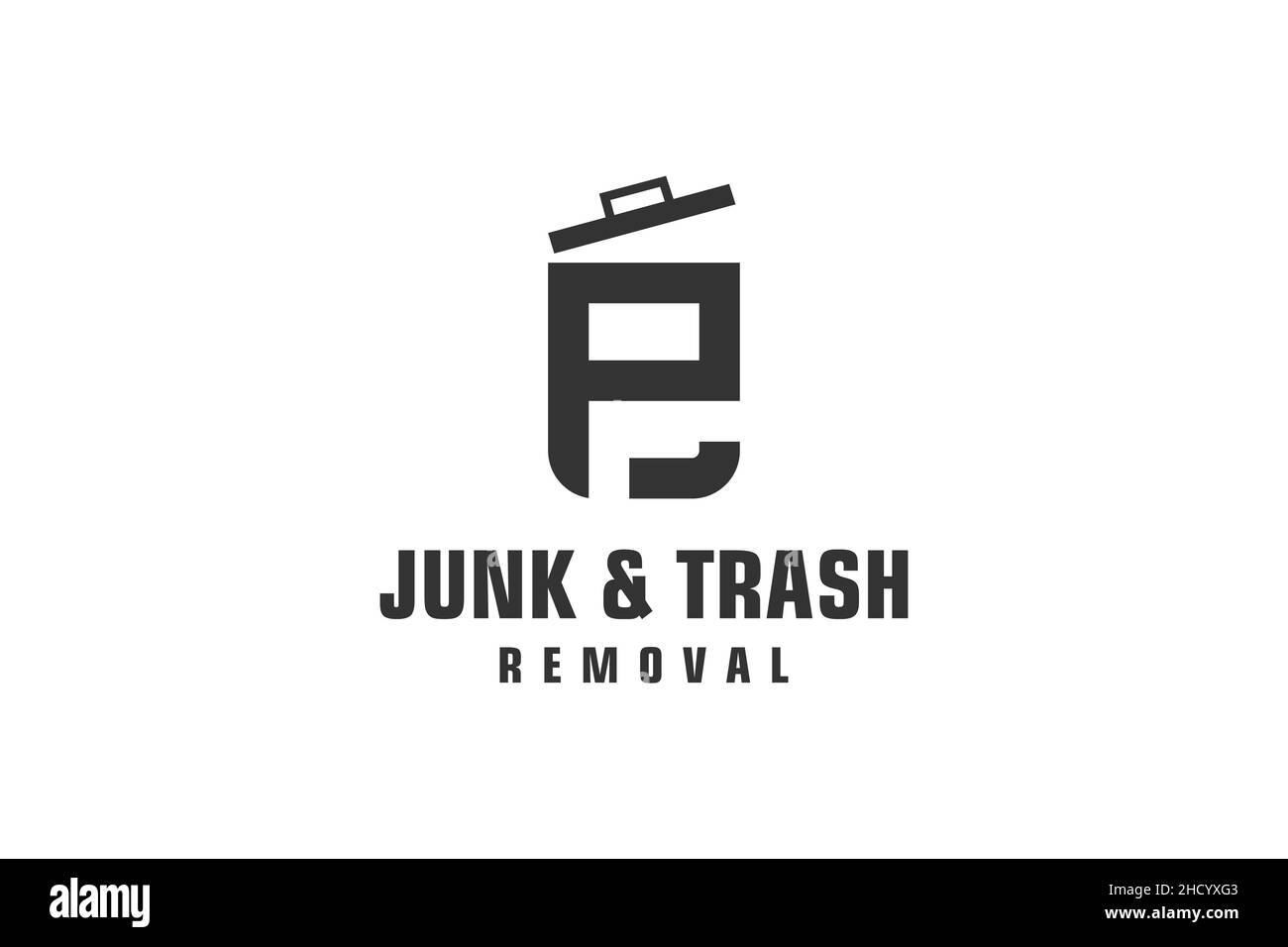 Letter P for junk removal logo design, environmentally friendly garbage ...
