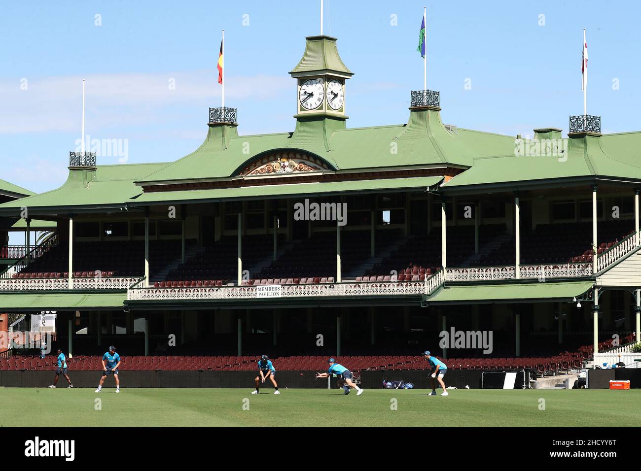 England players practise their slips catches in front of the members ...