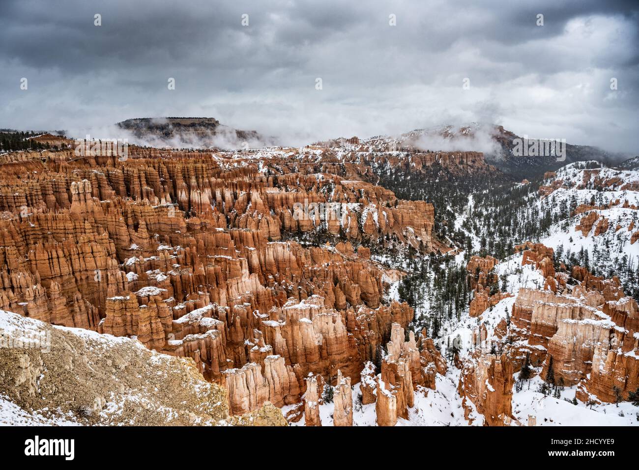Break in Snow Storm Gives Way To Bryce Amphitheater View in winter ...