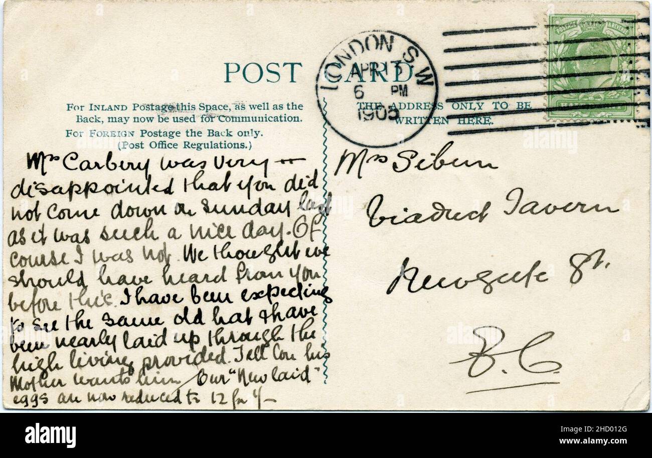 Reverse of postcard of Holy Trinity Church Lee 002 Stock Photo - Alamy