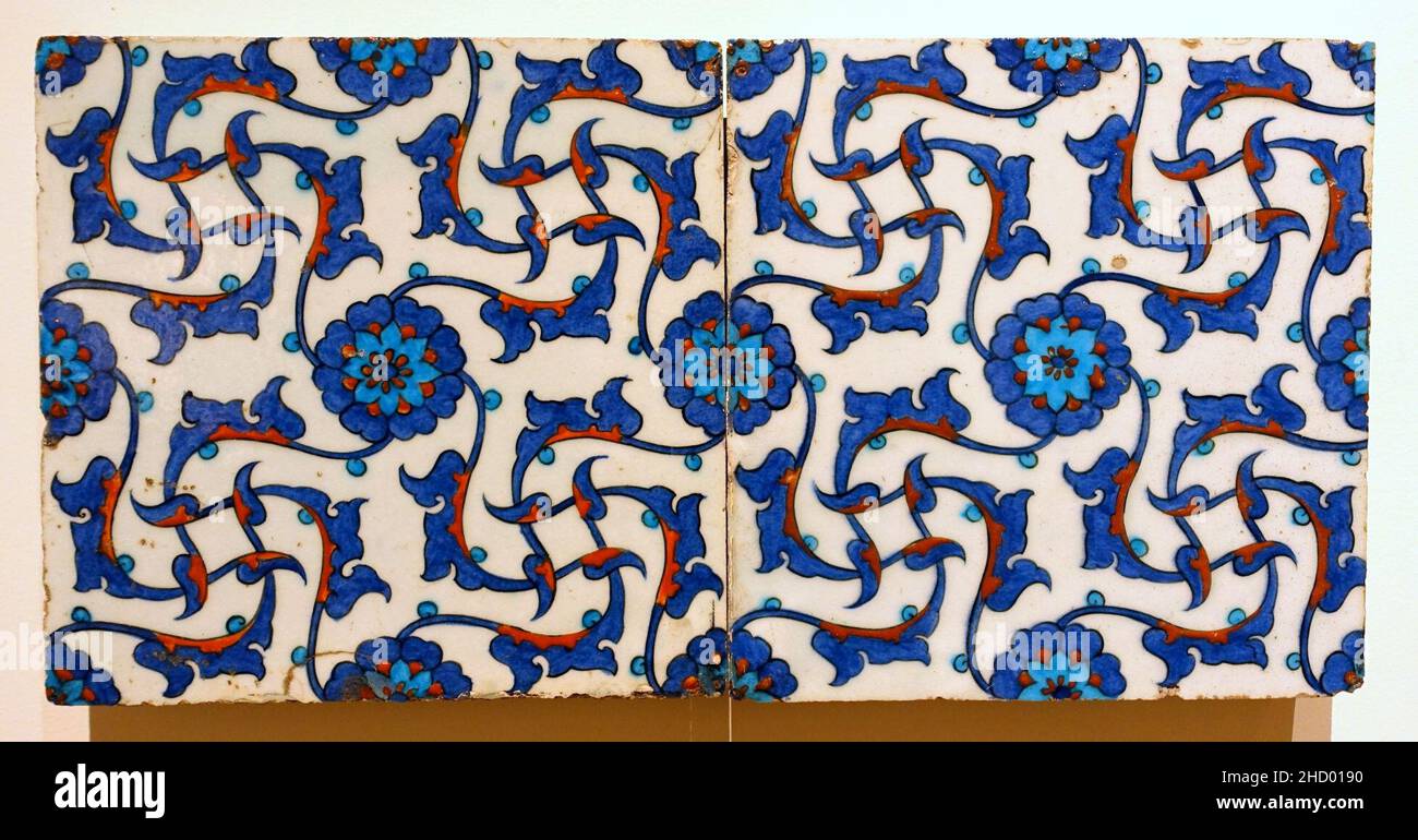 Revetment tiles, Turkey, Iznik, 1560-1570 AD, underglaze-painted ...