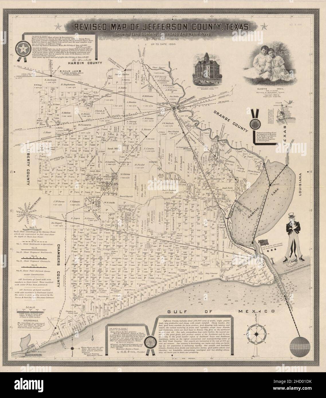 Revised map of Jefferson County, Texas - showing land surveys ...