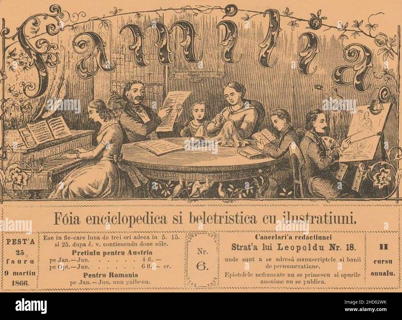 Revista Familia - Logo - 9 martie 1866 Stock Photo - Alamy