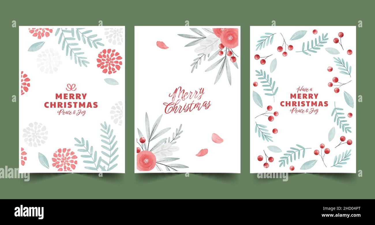 watercolor ornamental christmas cards collection abstract design vector ...