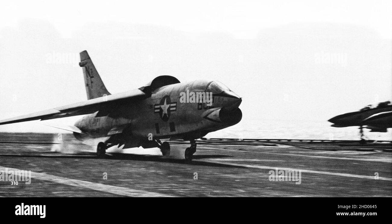 RF-8G of VFP-63 lands on USS Midway (CVA-41) c1974 Stock Photo - Alamy
