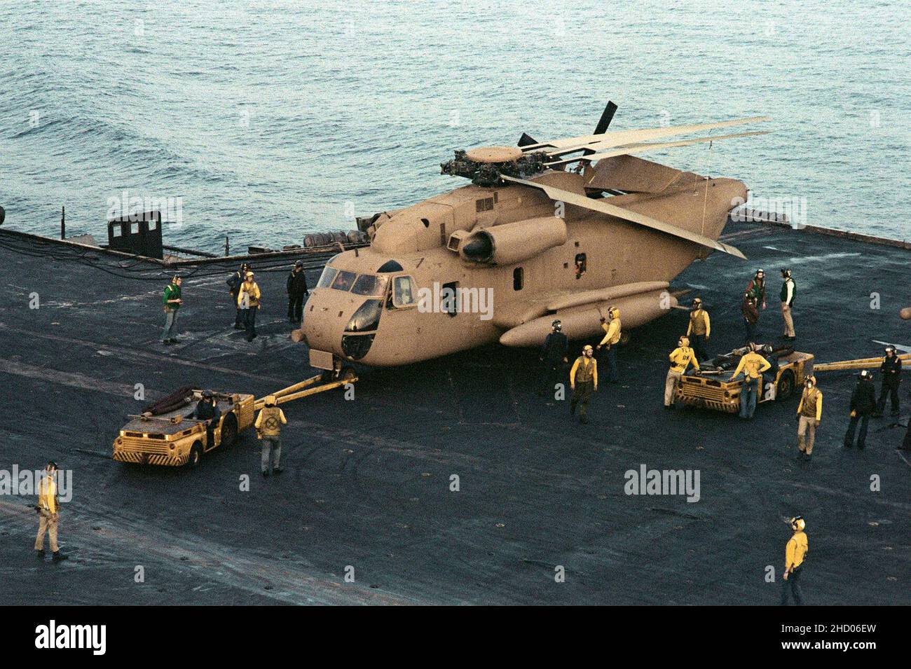 RH-53D on elevator of USS Nimitz (CVN-68) off Iran 1980 Stock Photo - Alamy
