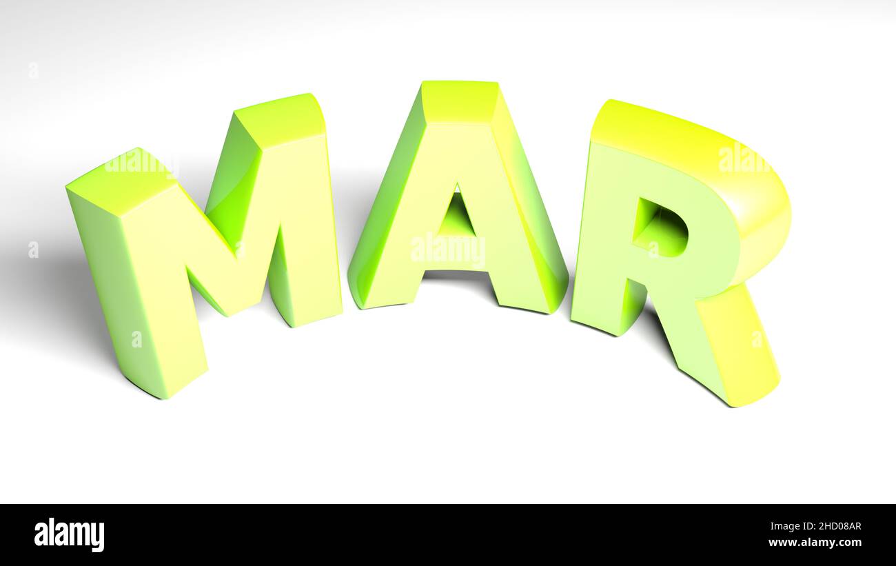 MAR GREEN write on white background - 3D rendering illustration Stock ...