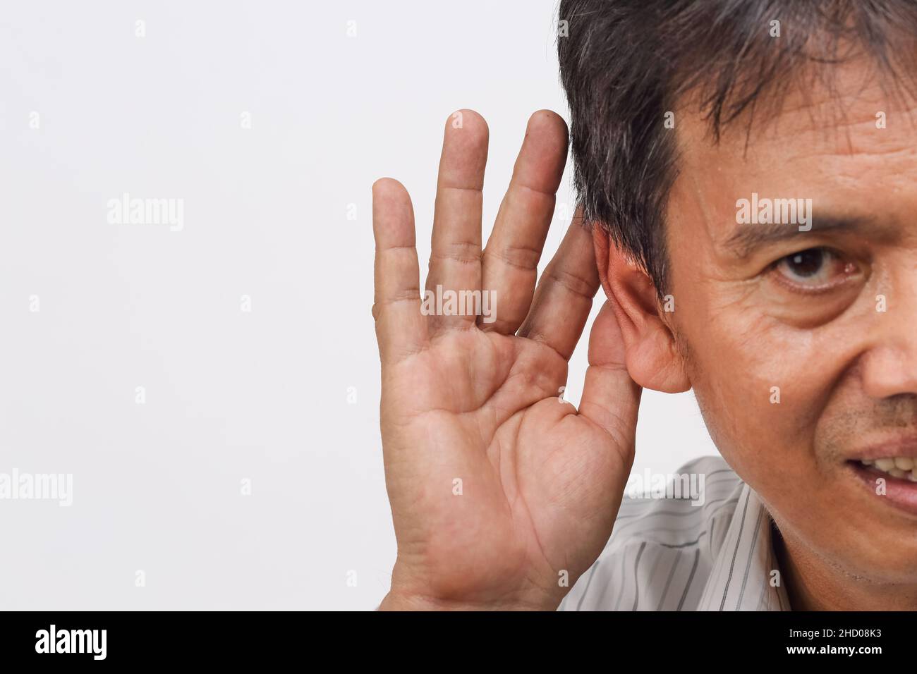 Senior man hearing loss , Hard of hearing Stock Photo - Alamy