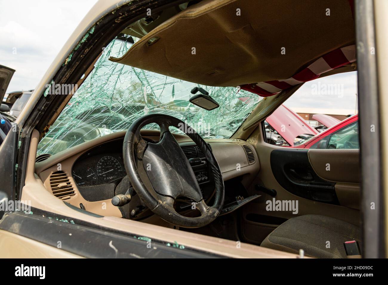 A Ford Ranger pickup truck with a broken windshield Stock Photo - Alamy