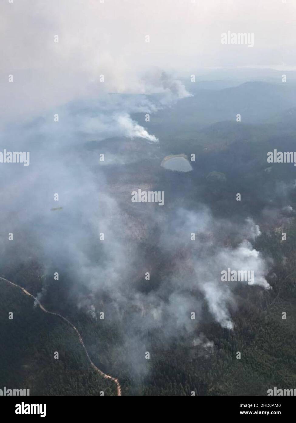 Rice Ridge Fire smoke columns Stock Photo - Alamy