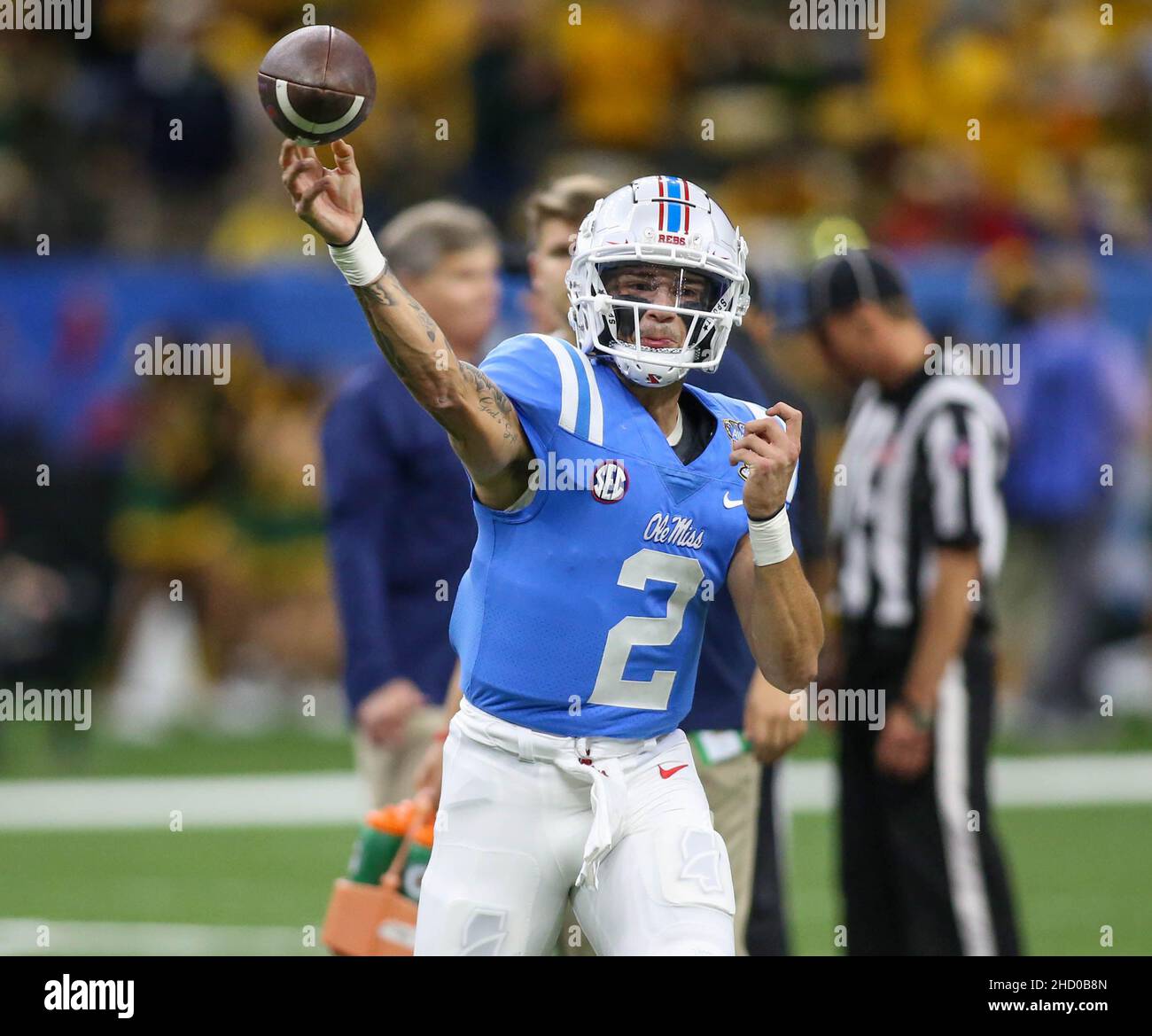 New Orleans, LA, USA. 1st Jan, 2022. Ole Miss quarterback Matt Corral ...