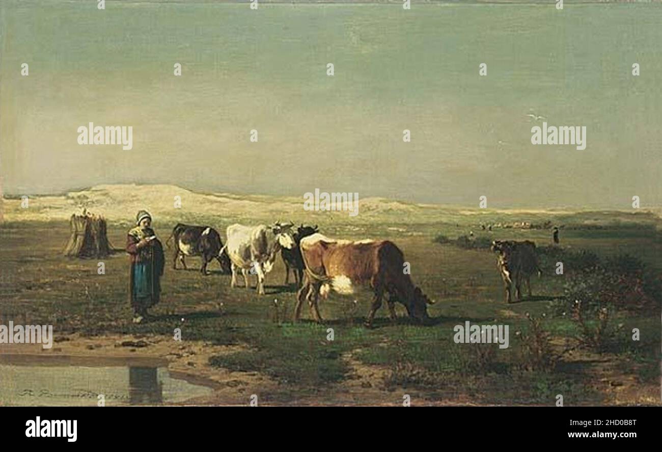 Richard Burnier - Landschaft mit der Hirtin 1871 Stock Photo - Alamy