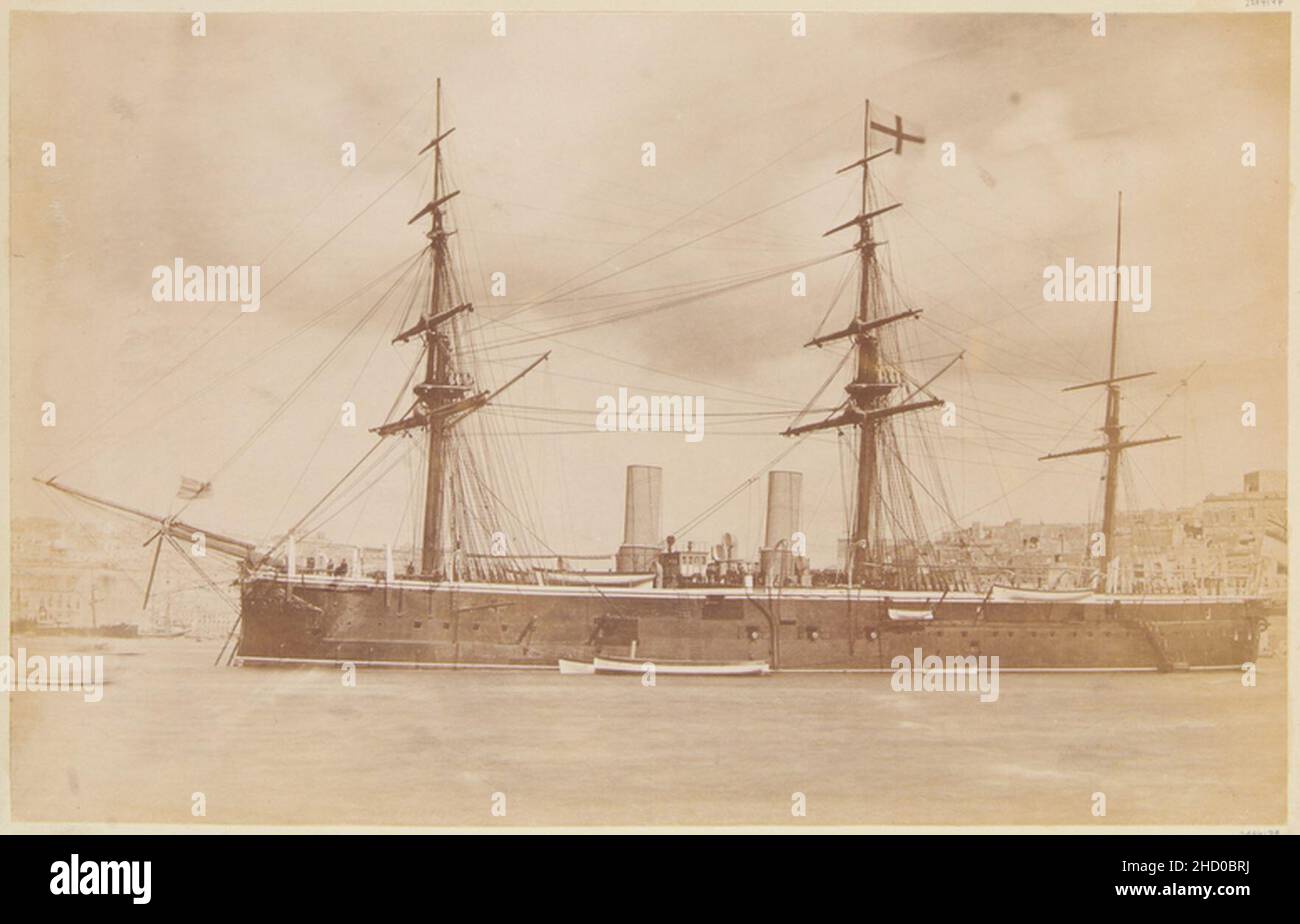 Richard Ellis, HMS Sultan in Valetta harbour, Malta 1877 Stock Photo ...