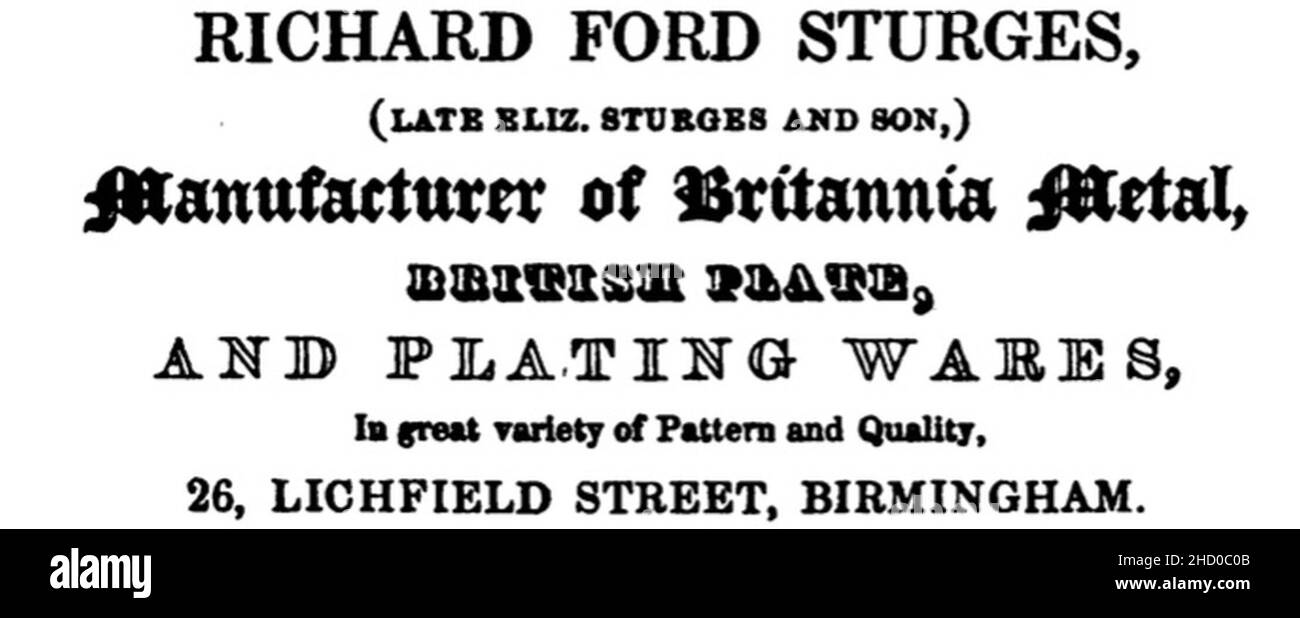 Richard Ford Sturges, Birmingham Stock Photo - Alamy