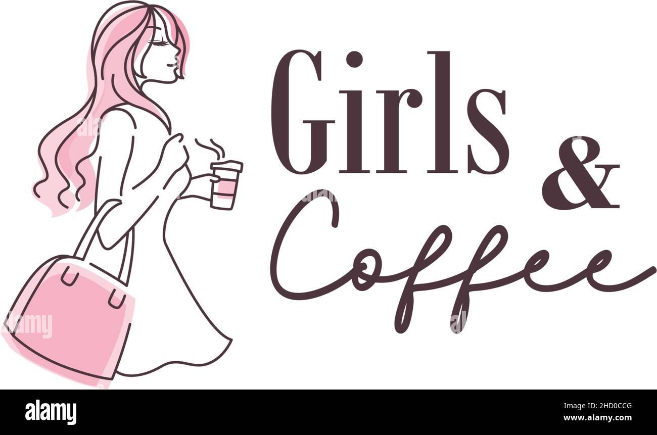 Modern design GIRLS AND COFFEE fun logo design Stock Vector Image & Art ...