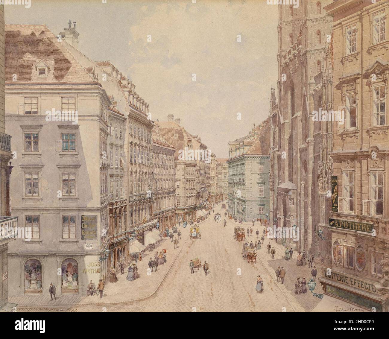 Richard Moser Wien Der Stephansplatz um 1860 Stock Photo - Alamy