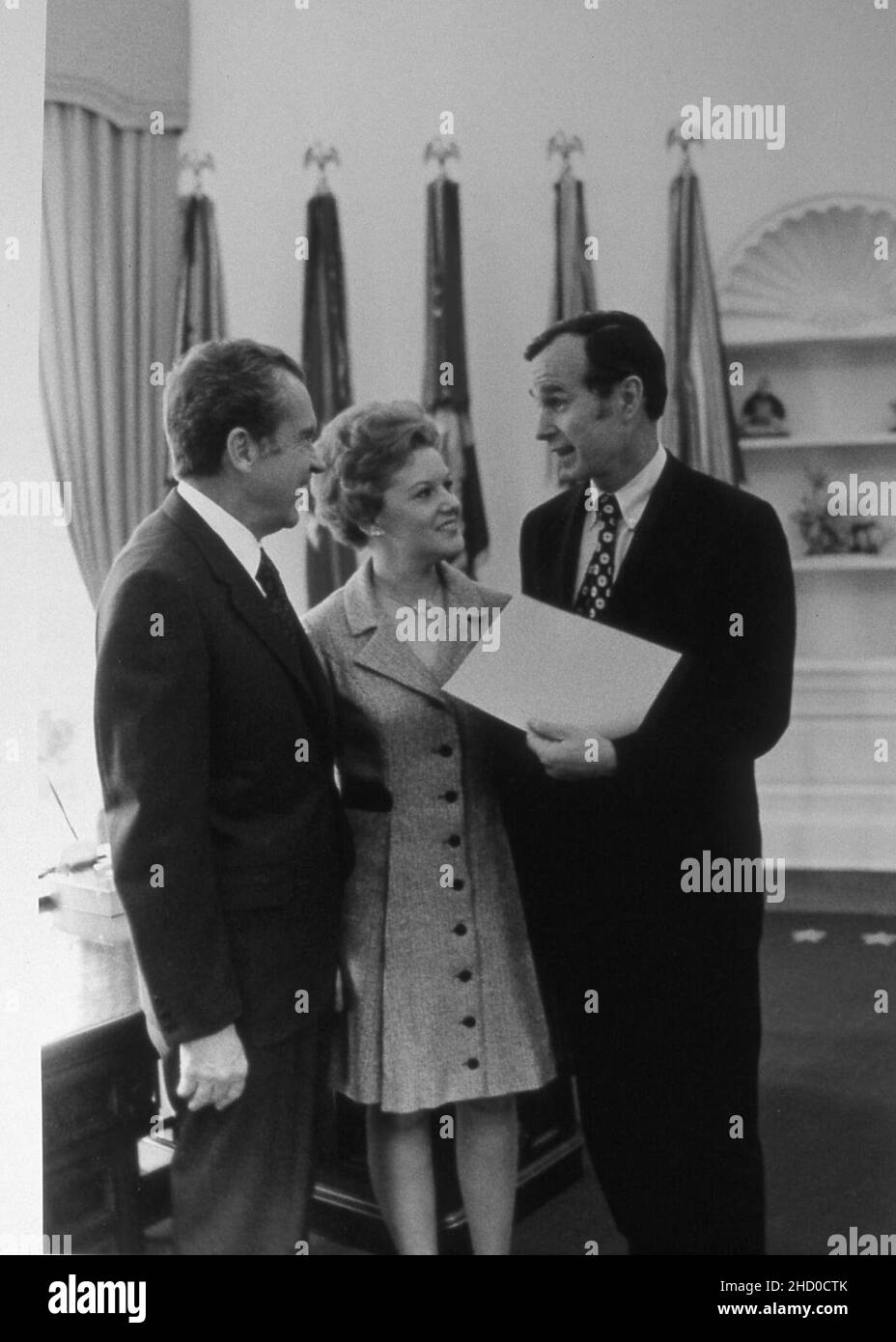 Richard Nixon with George H. W. Bush and Shirley Temple Black Stock ...